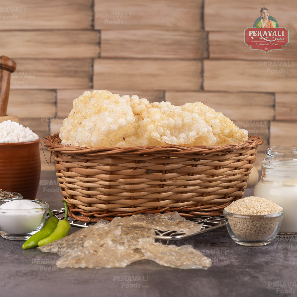Saggubiyam Vadiyalu (Sago Fryums) – peravali foods